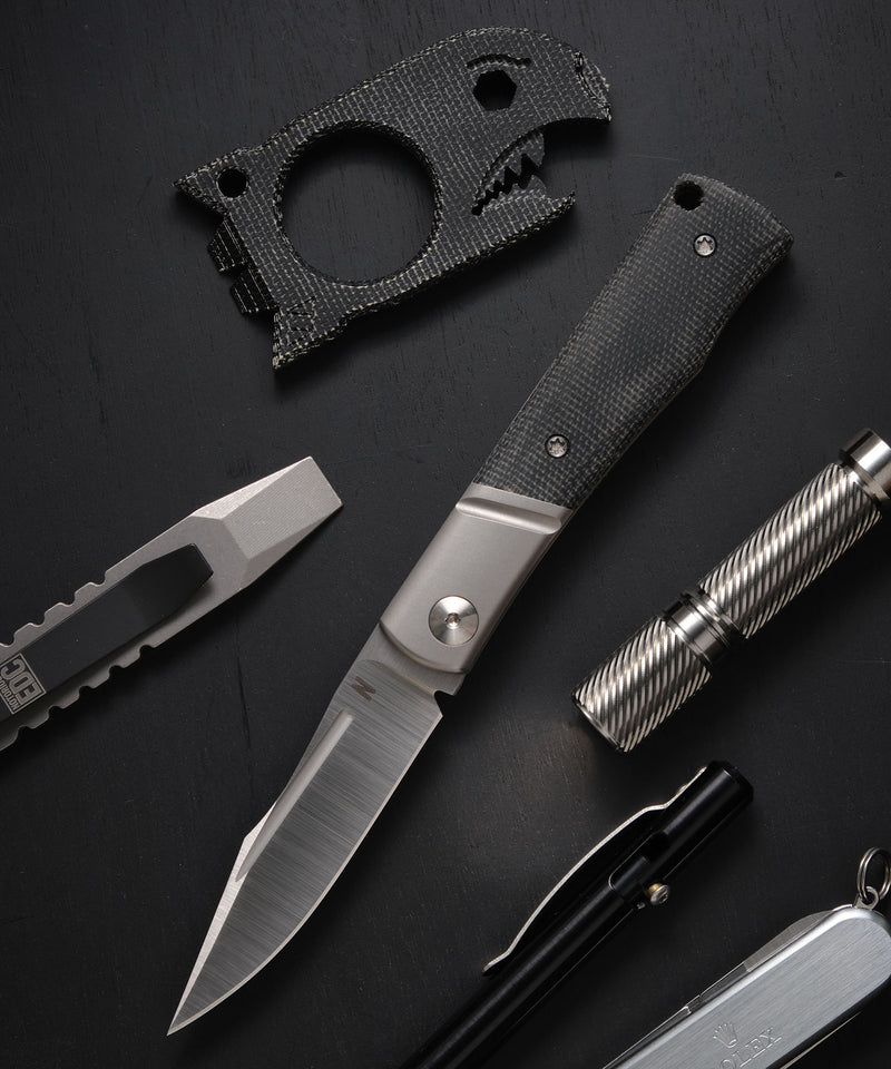 Kingpin Slipjoint - Black Micarta / Satin Blade